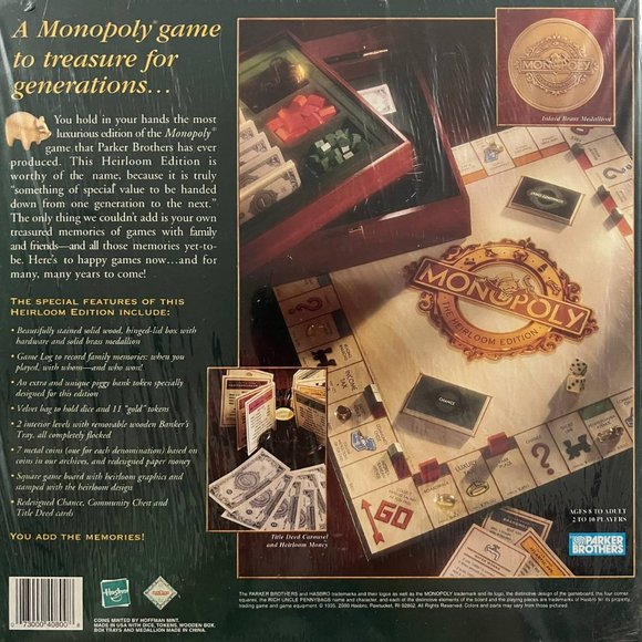 Hasbro | Games | Vintage Monopoly The Heirloom Edition 65th Anniversary 200 Board Game Sealed ...